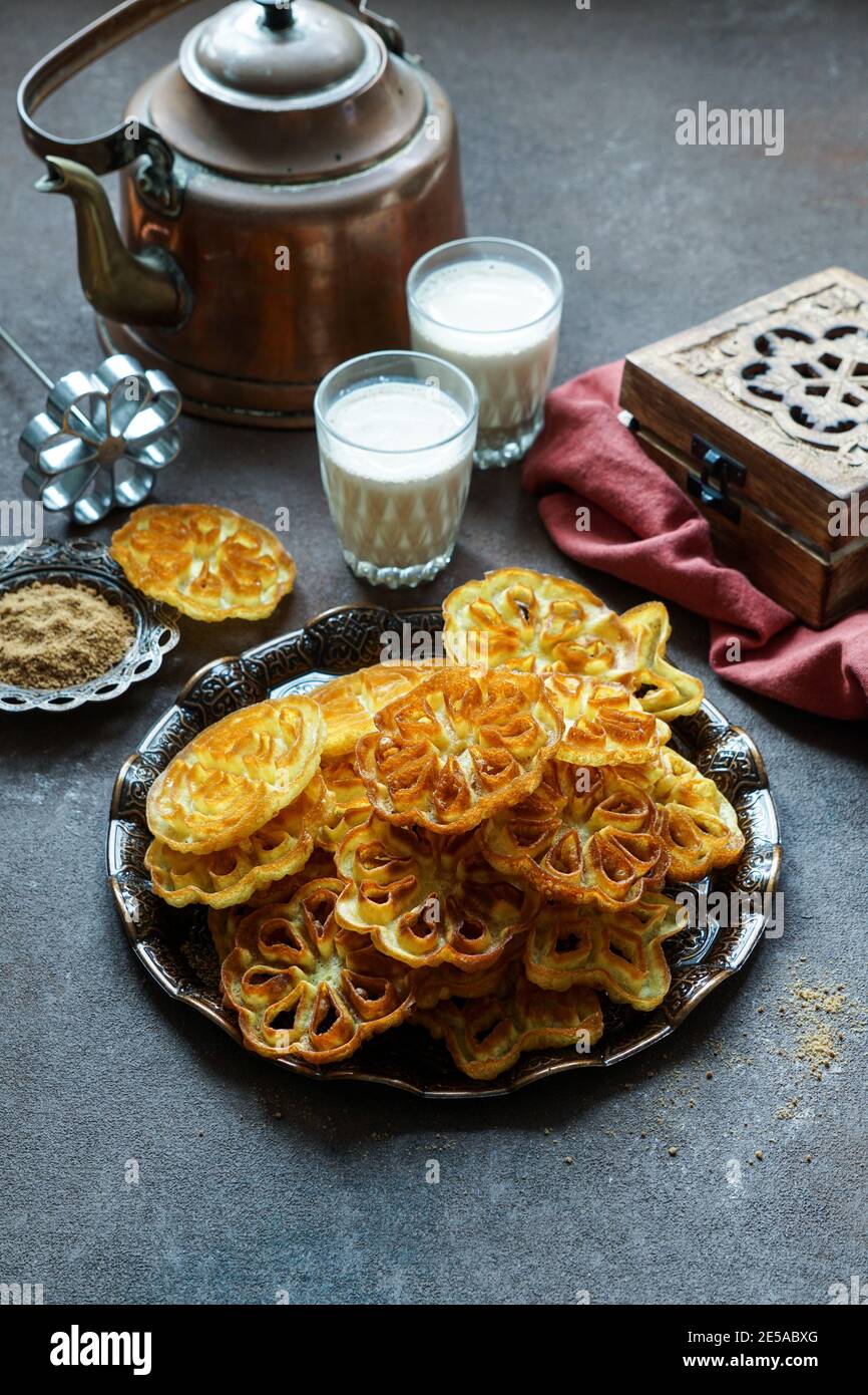 Indian rose cookies, achappam, Achu Murukku indian christmas food Stock ...