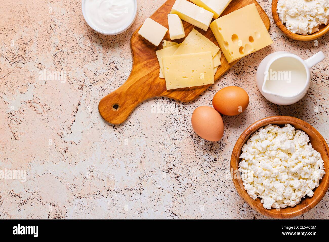 Different types of dairy products. Top view Stock Photo - Alamy