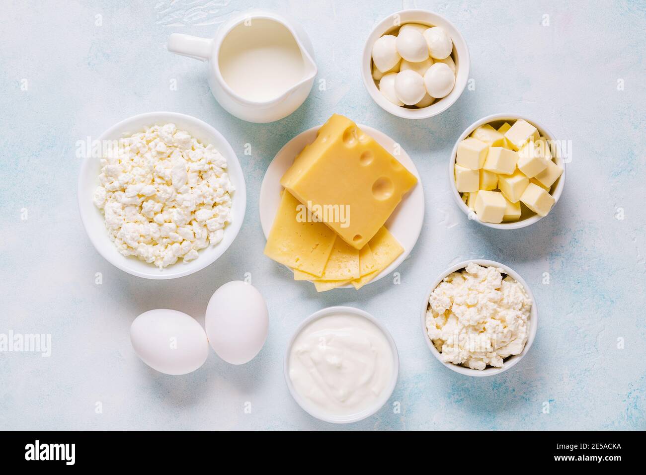 Different types of dairy products. Top view Stock Photo - Alamy