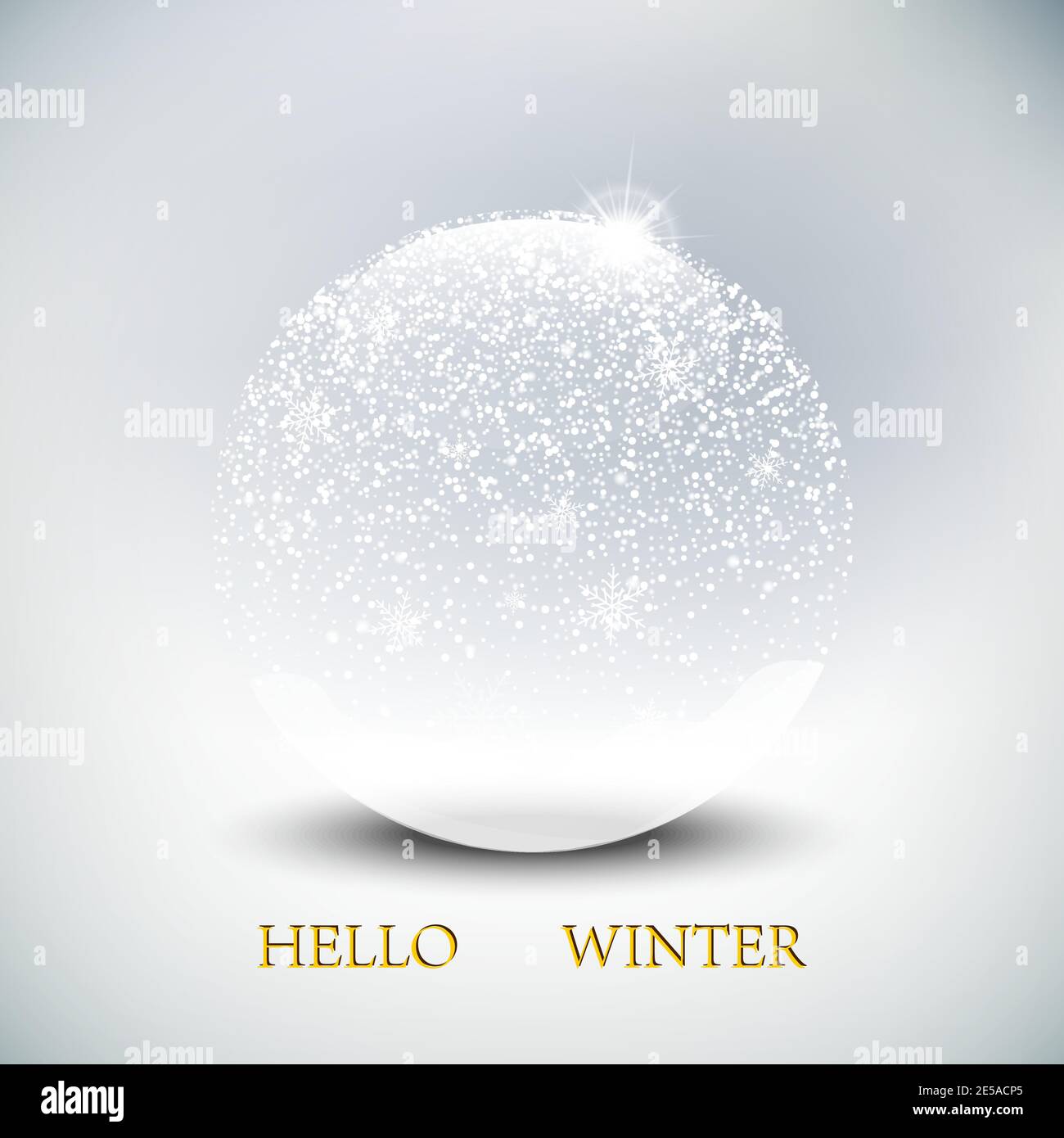 Christmas snow globe on winter background. Snowflakes are falling ...