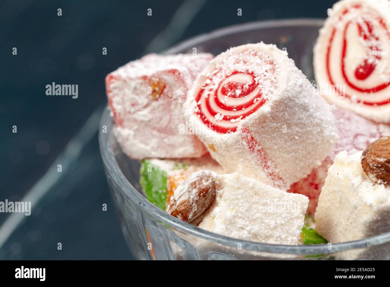 Bowl of traditional turkish lokum close up Stock Photo - Alamy