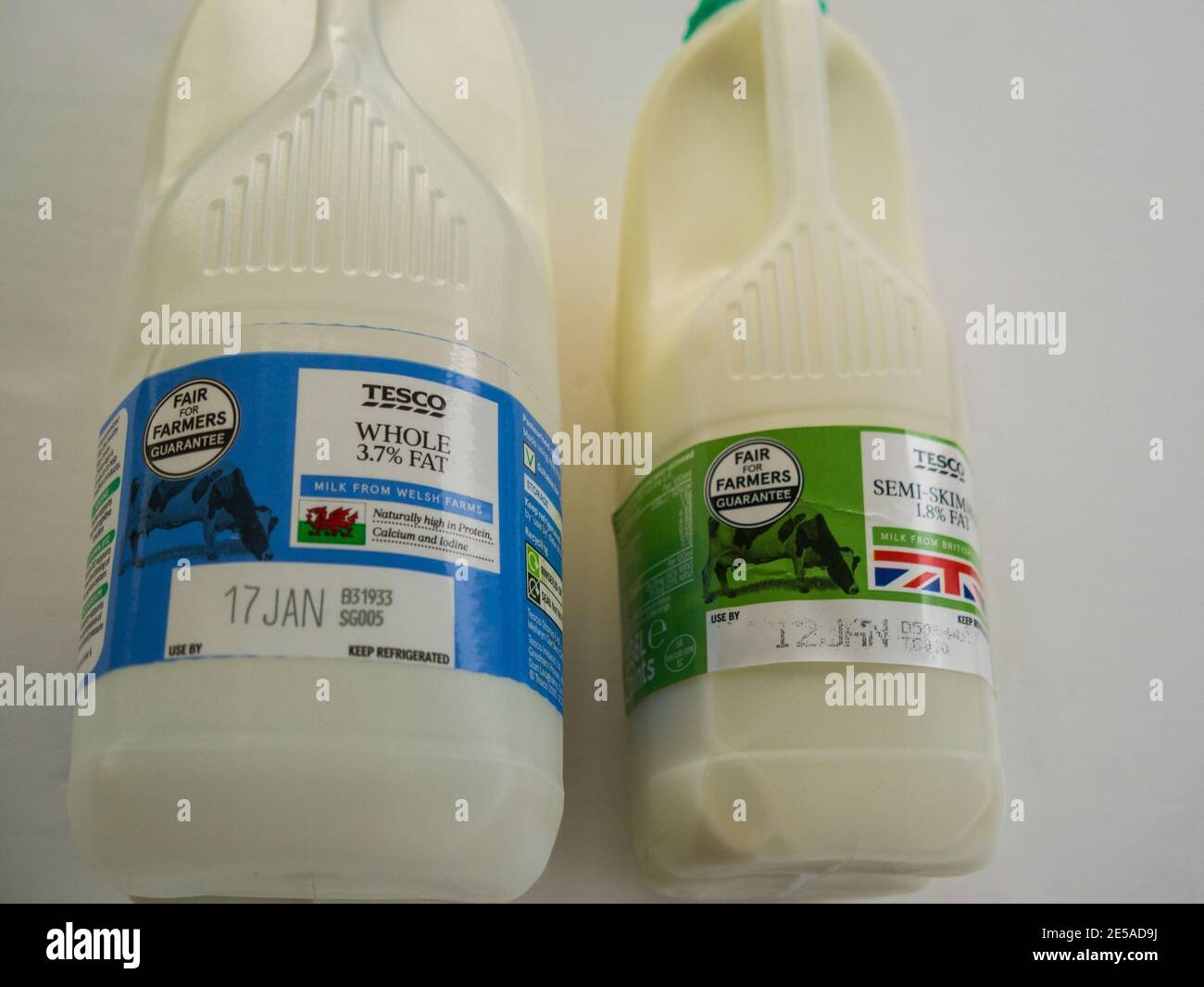 Bottles Tesco Whole fat and Semi Skimmed Welsh Milk given a Fair for ...