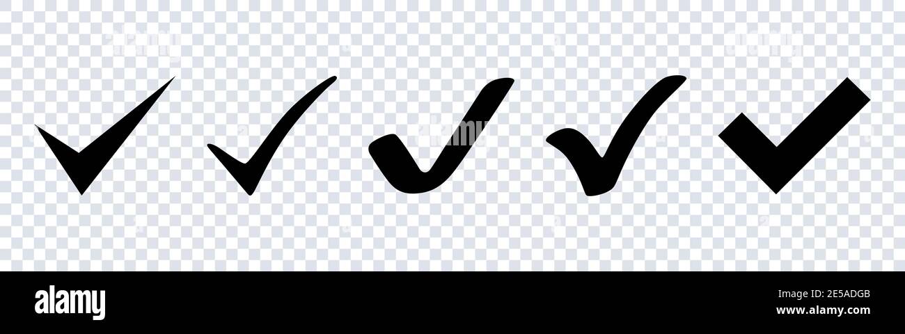 Vector check mark icons set in flat design on transparent background ...