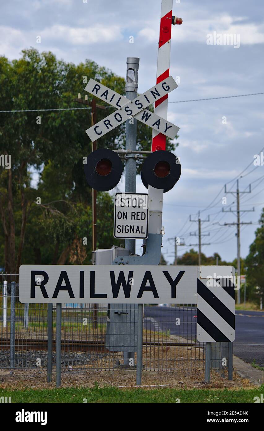 Trains railway safety signage hi-res stock photography and images - Alamy