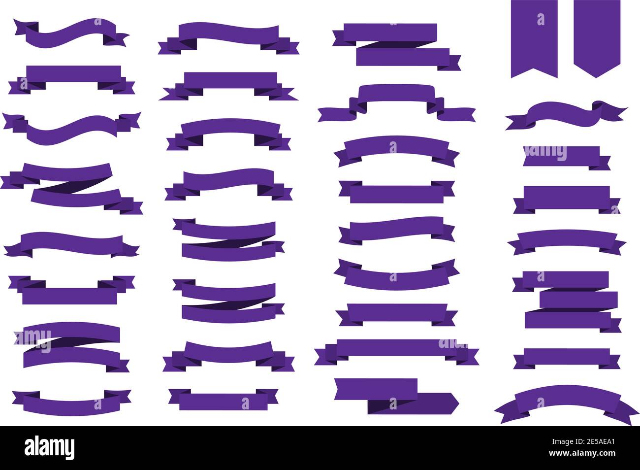 Flat vector ribbons banners ultra violet color. Trendy color 2018 year ...