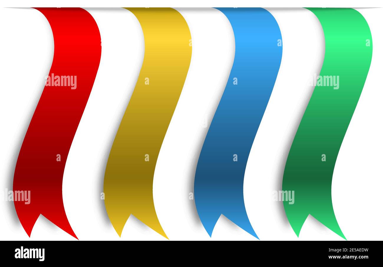 Set of vector color banners ribbons with shadow on blank background ...