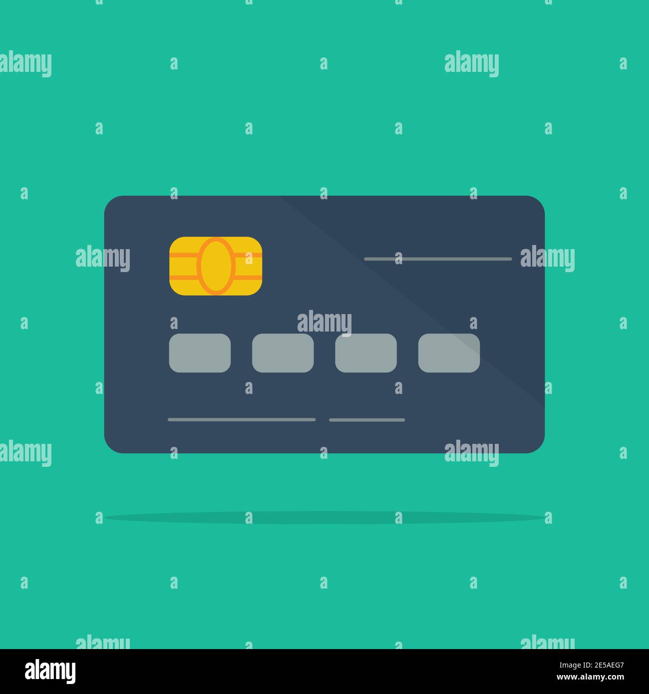 Template Bank Credit Card with shadow on green background in flat ...