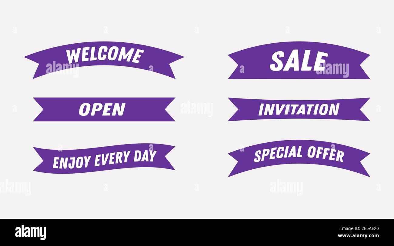 Set of vector ribbons in Ultra Violet colors. Trend Ultra Violet color ...