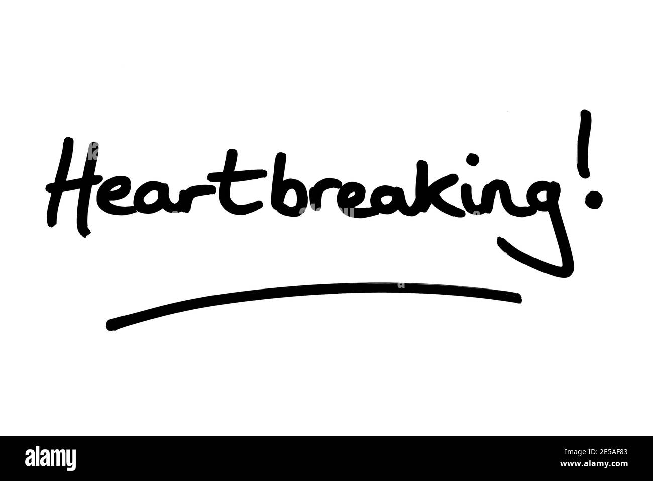 Heartbreaking! handwritten on a white background Stock Photo - Alamy