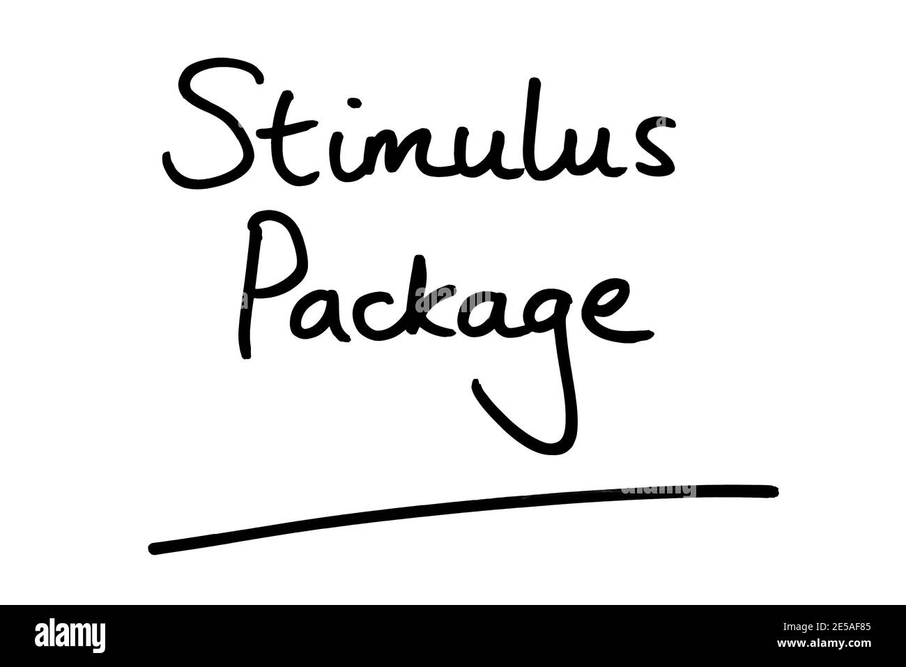 Stimulus Package, handwritten on a white background Stock Photo - Alamy