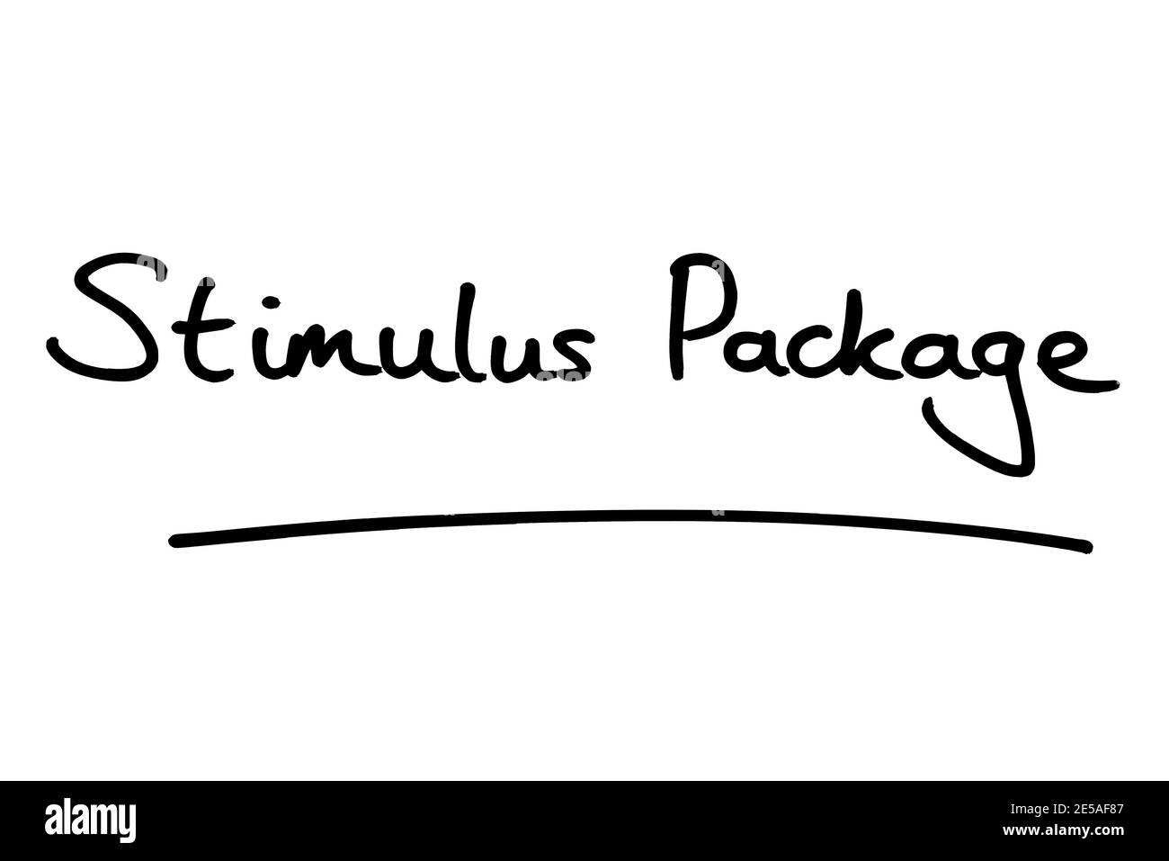 Stimulus Package, handwritten on a white background Stock Photo - Alamy