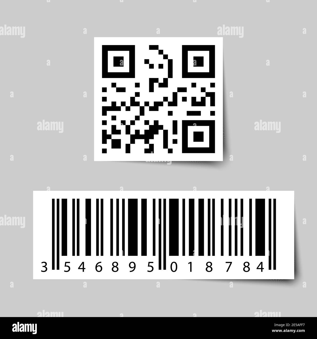 barcode with qr code on paper with shadow. Eps10 Stock Vector Image ...