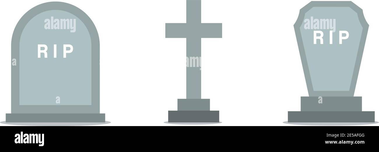 Set cartoon cemetery grave Cut Out Stock Images & Pictures - Alamy