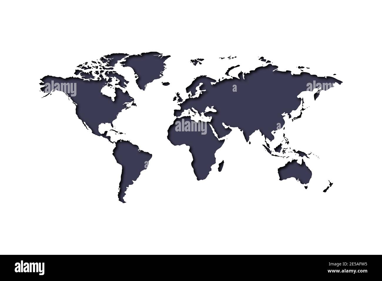 3D World map. Paper art Earth map shapes with shadow. Vector ...