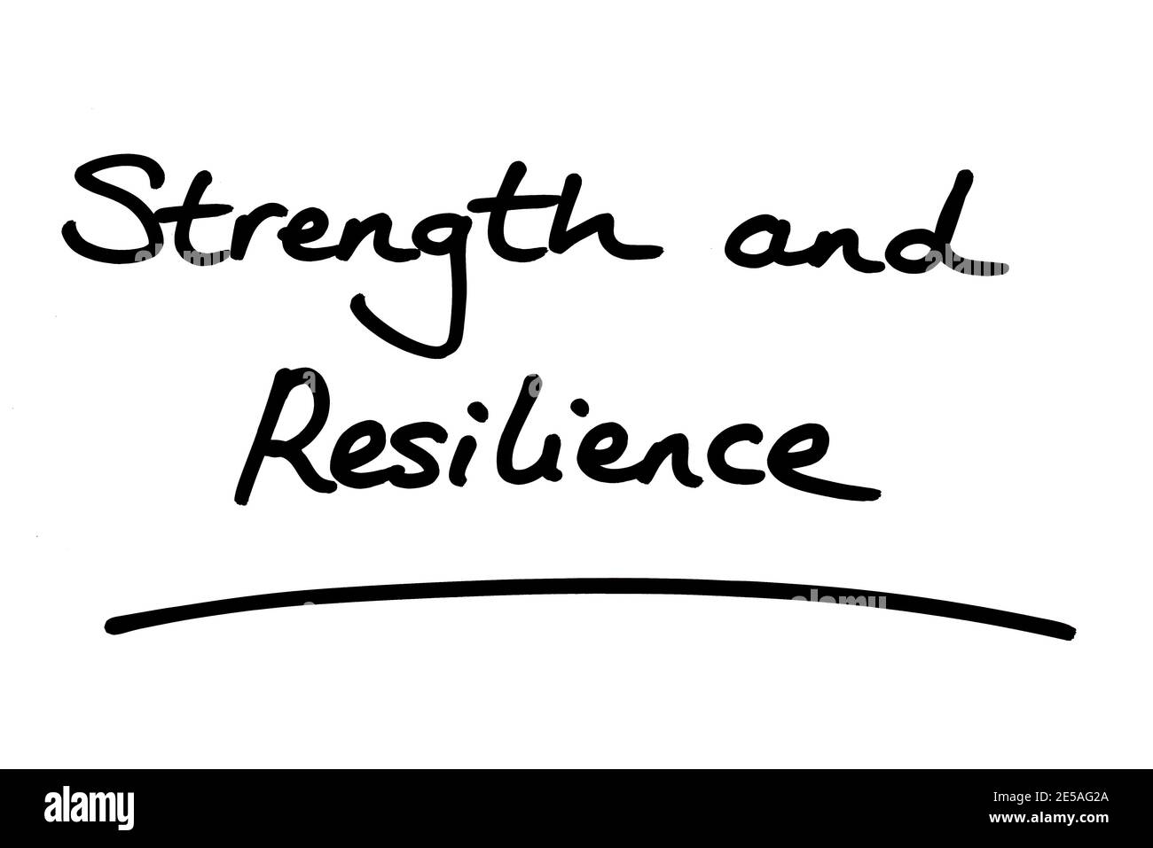 Strength and Resilience, handwritten on a white background Stock Photo ...