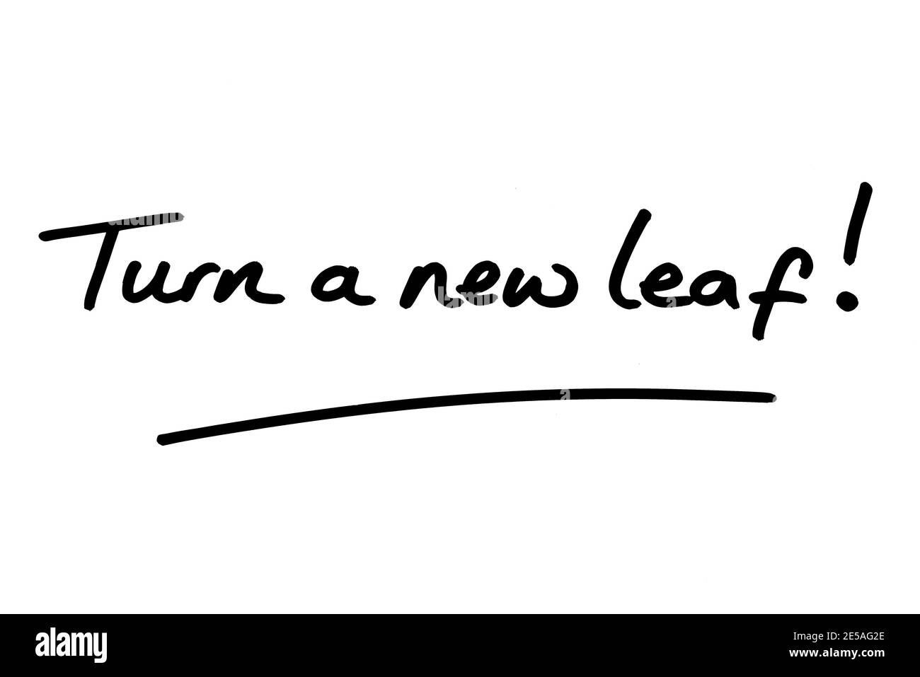 Turn a new leaf! handwritten on a white background Stock Photo - Alamy
