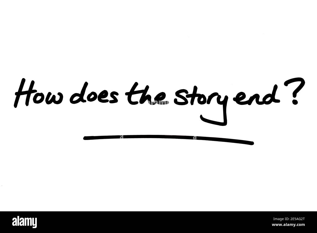 How does the story end? handwritten on a white background Stock Photo ...