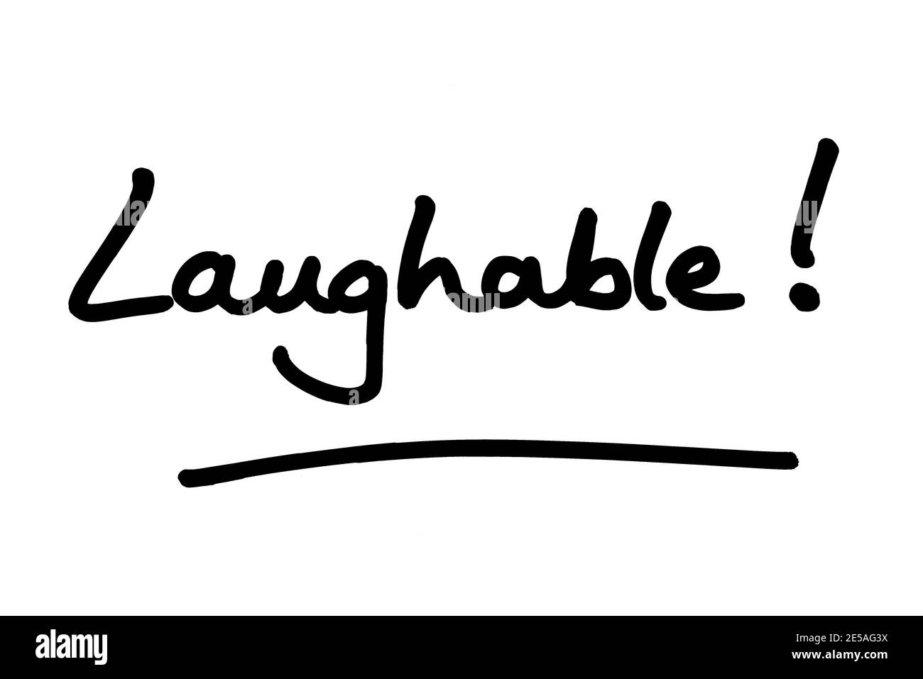 The word Laughable! handwritten on a white background Stock Photo - Alamy