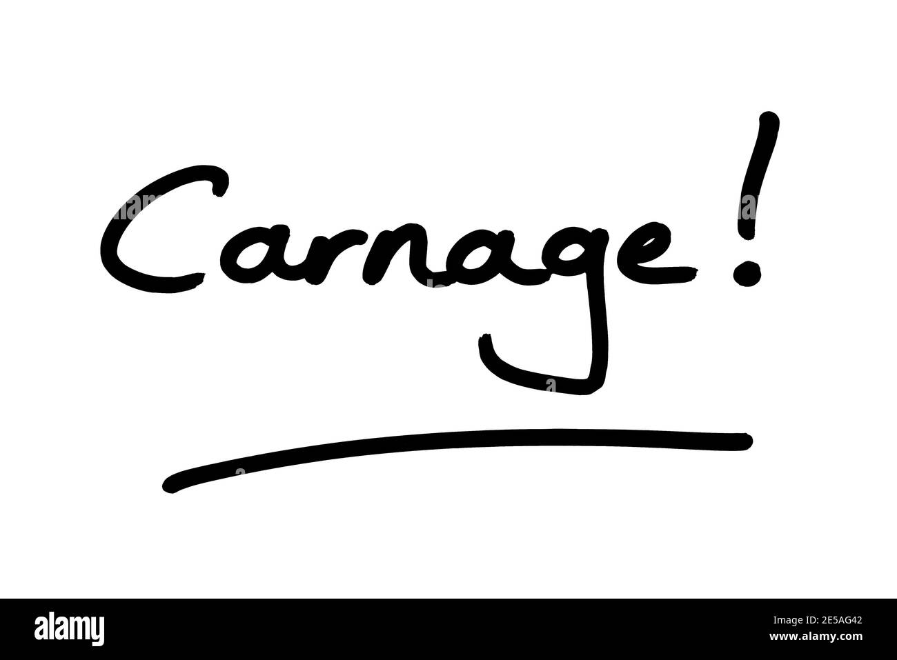 The word Carnage! handwritten on a white background Stock Photo - Alamy