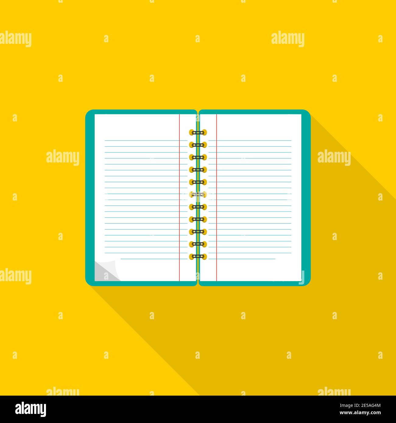 Notebook. Flat design. Notebook on blue background. Open notepad ...