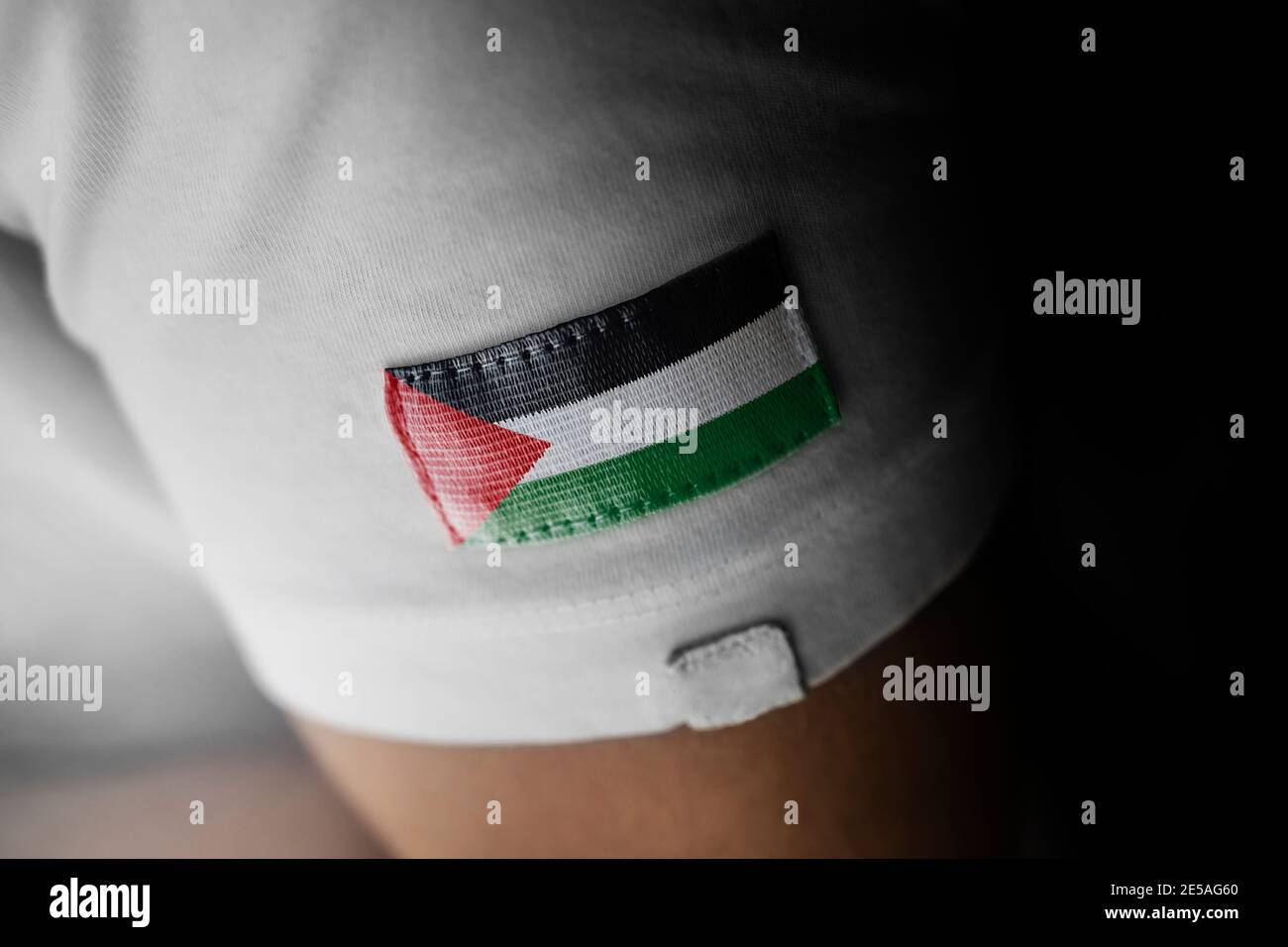 Patch of the national flag of the Palestine on a white t-shirt Stock ...