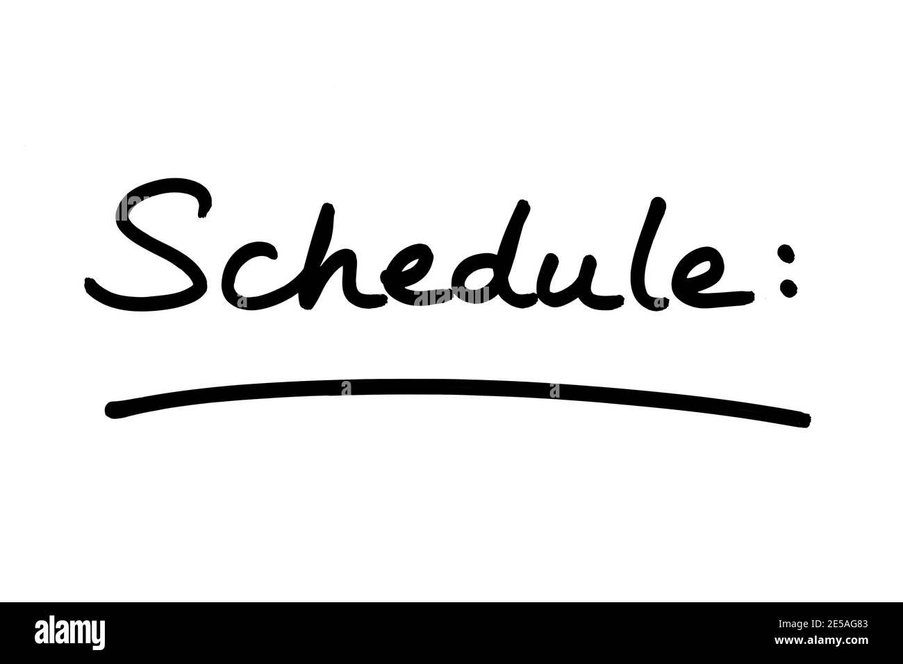 Schedule heading handwritten on a white background Stock Photo - Alamy