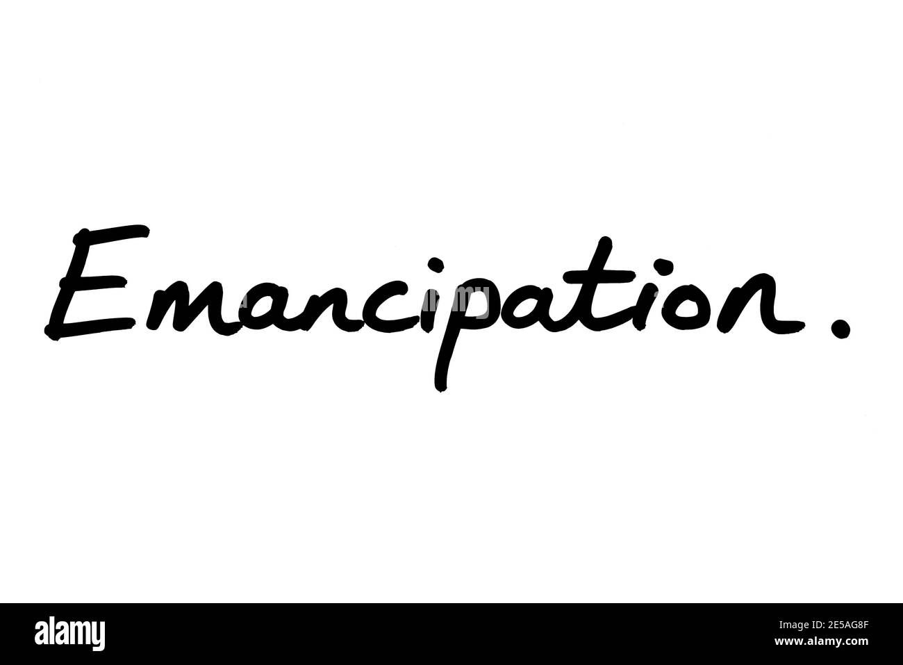 The word Emancipation, handwritten on a white background Stock Photo ...