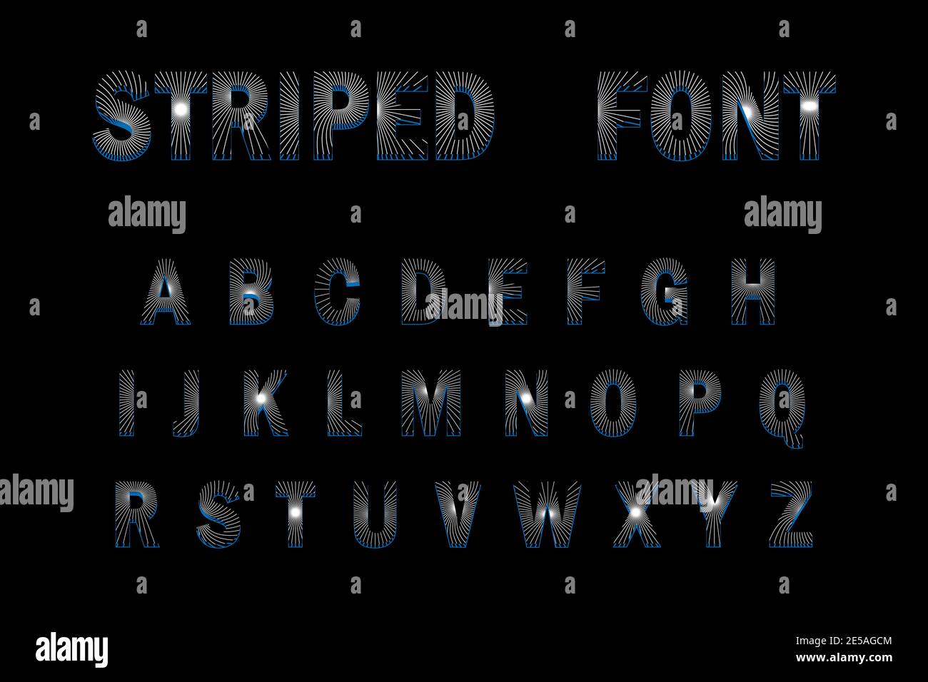 3D Striped Font on black background Stock Vector Image & Art - Alamy