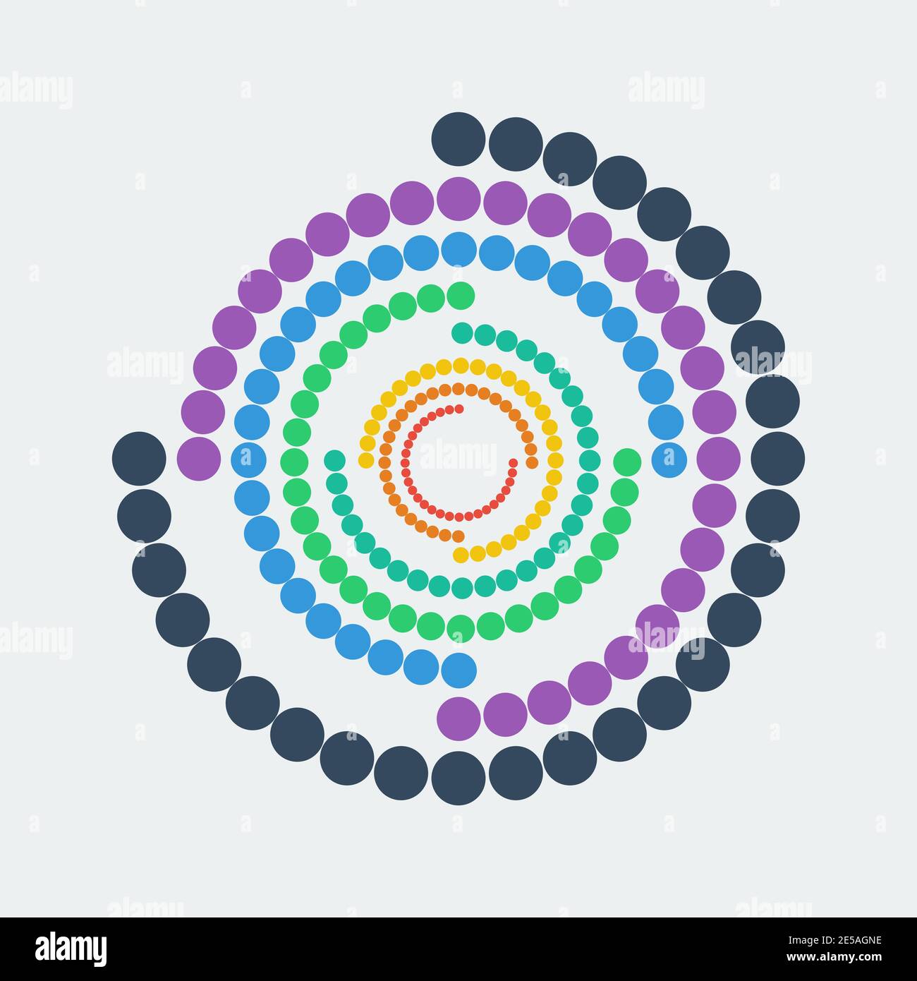 Abstract geometric figure. Colorful dots in circle. Vector illustration ...