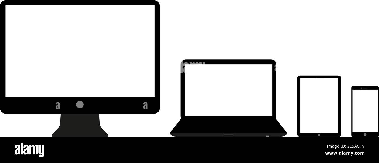 Set of realistic Computer, Laptop, Tablet and mobile phone. Modern flat ...