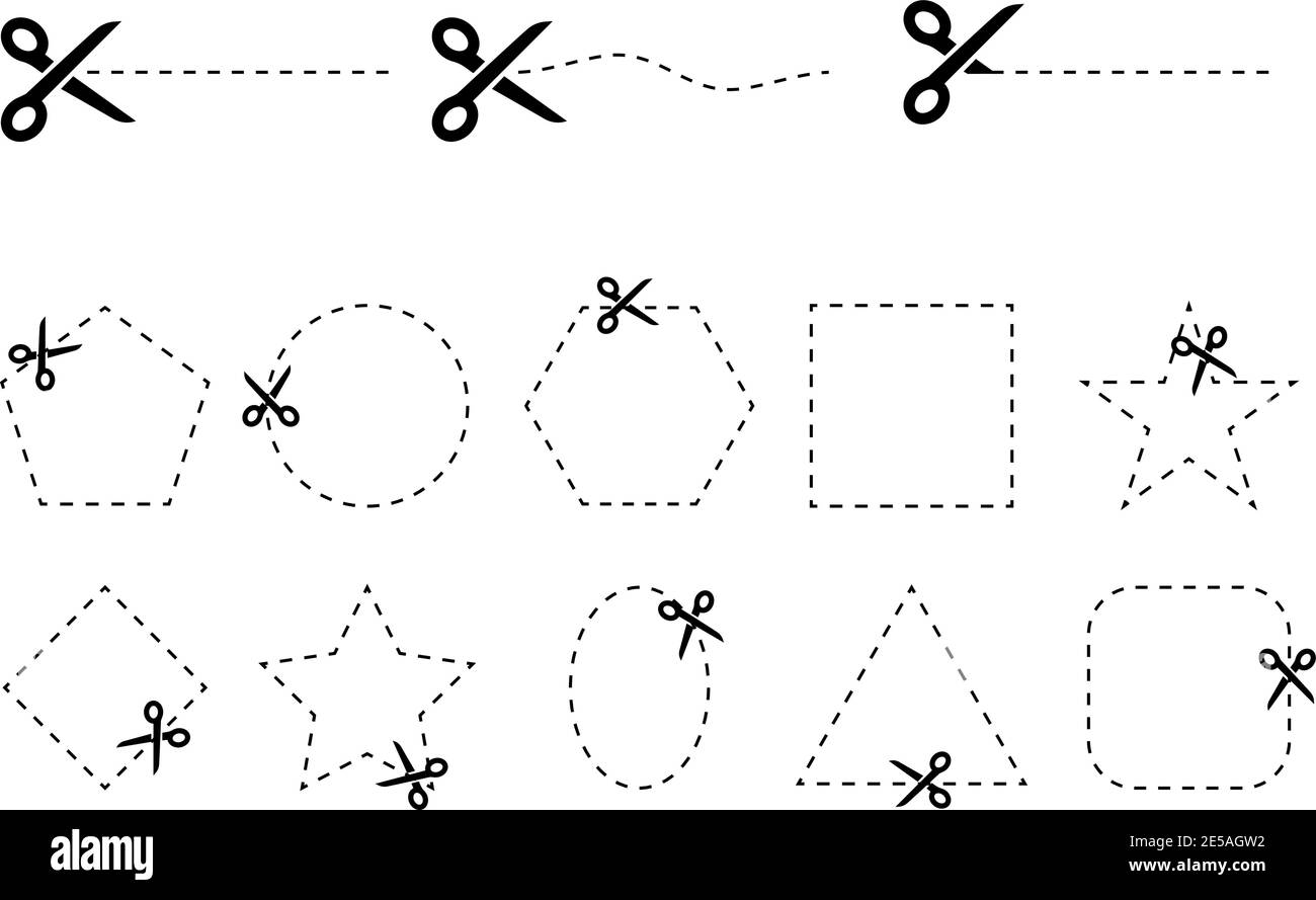 Set of scissors vectors with cut out coupons of different geometric ...