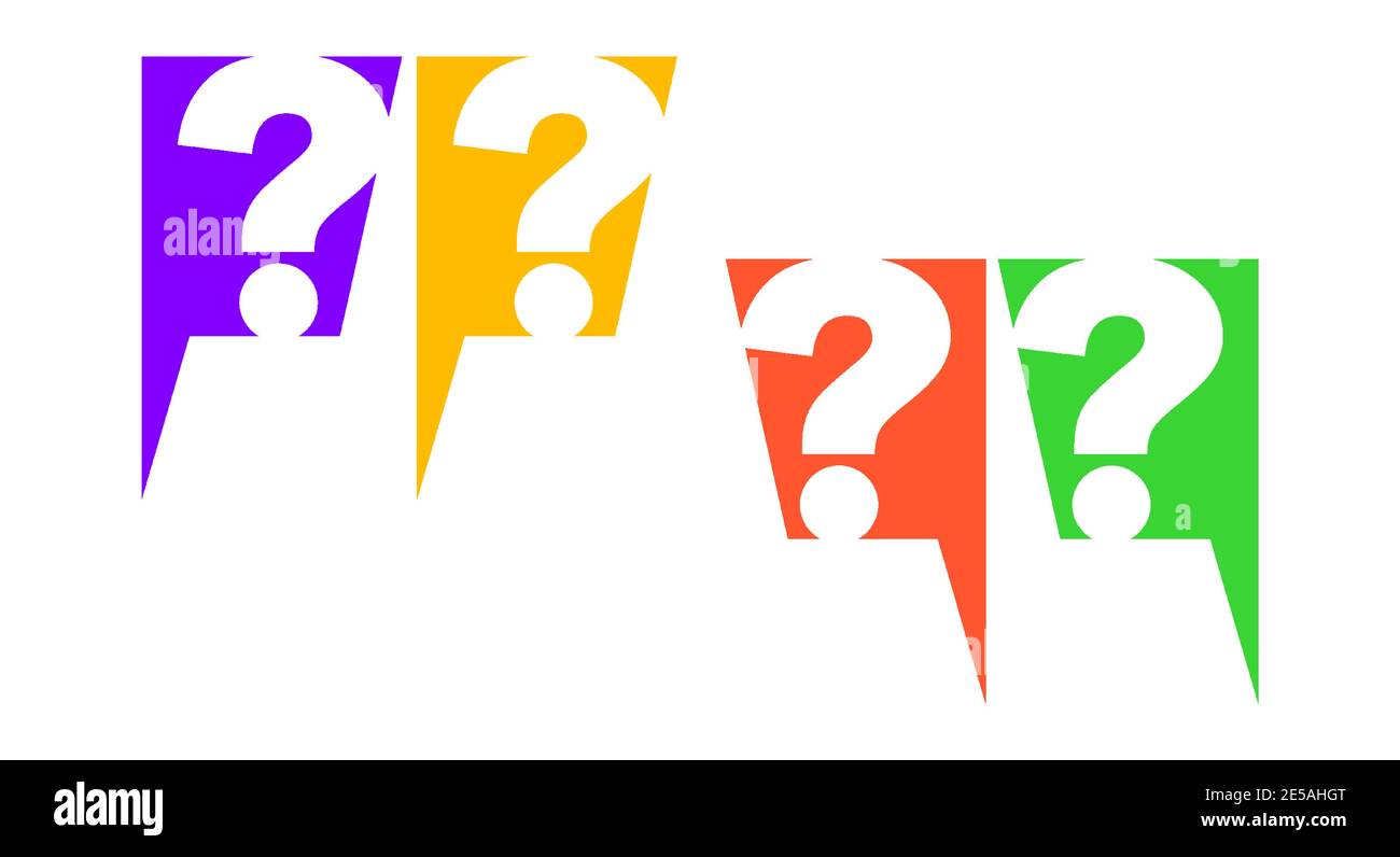 Question mark in chat box set. Flat vector illustration isolated on ...