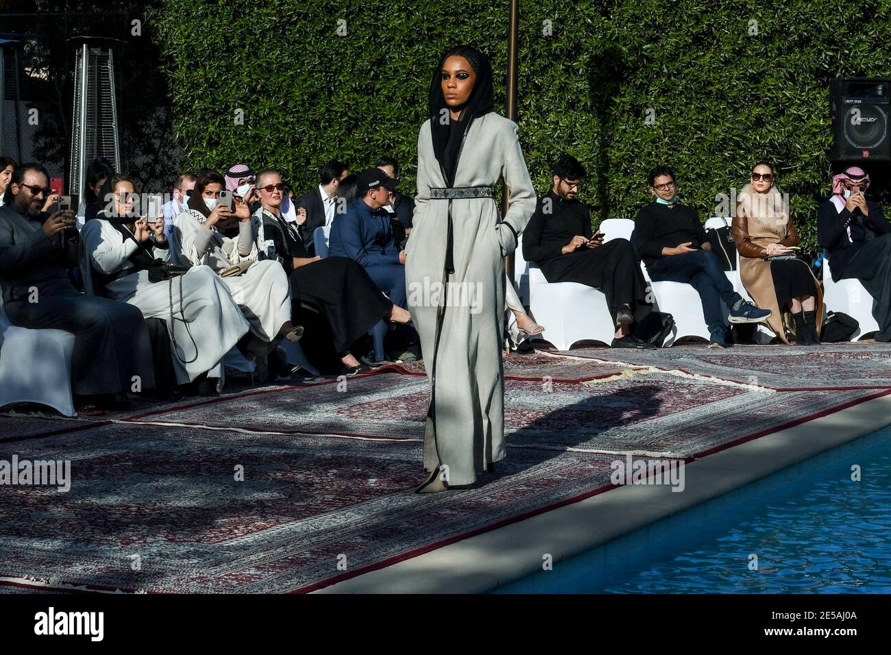 A model presents a creation by Saudi designer Princess Safia Hussein ...