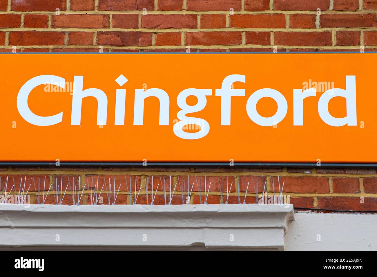London, UK - January 24th 2021: A sign above the entrance to Chingford ...