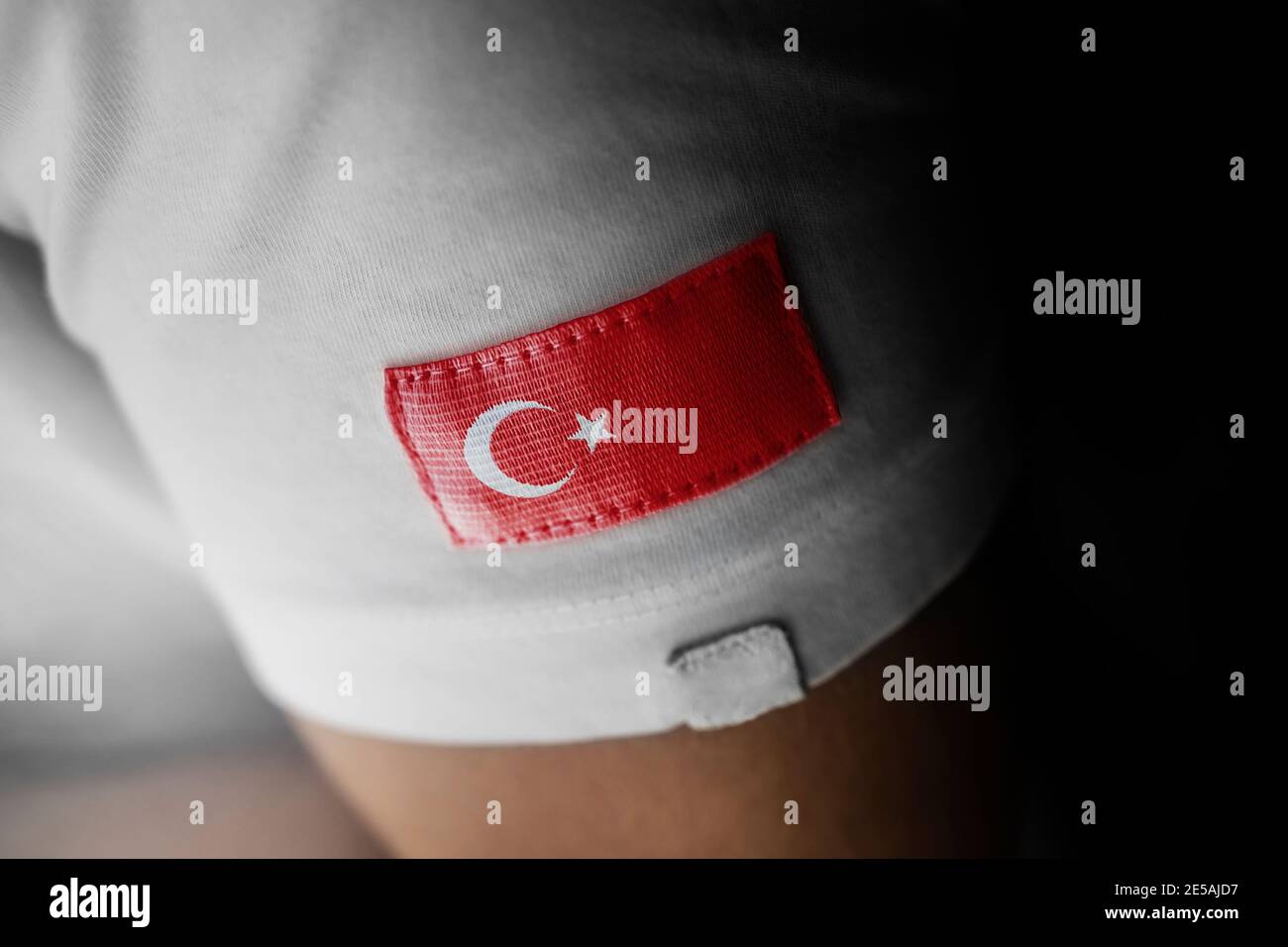 Patch of the national flag of the Turkey on a white t-shirt Stock Photo ...