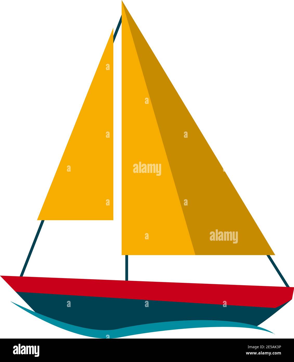 Sail boat with mast and rope isolated flat vector icon Stock Vector ...