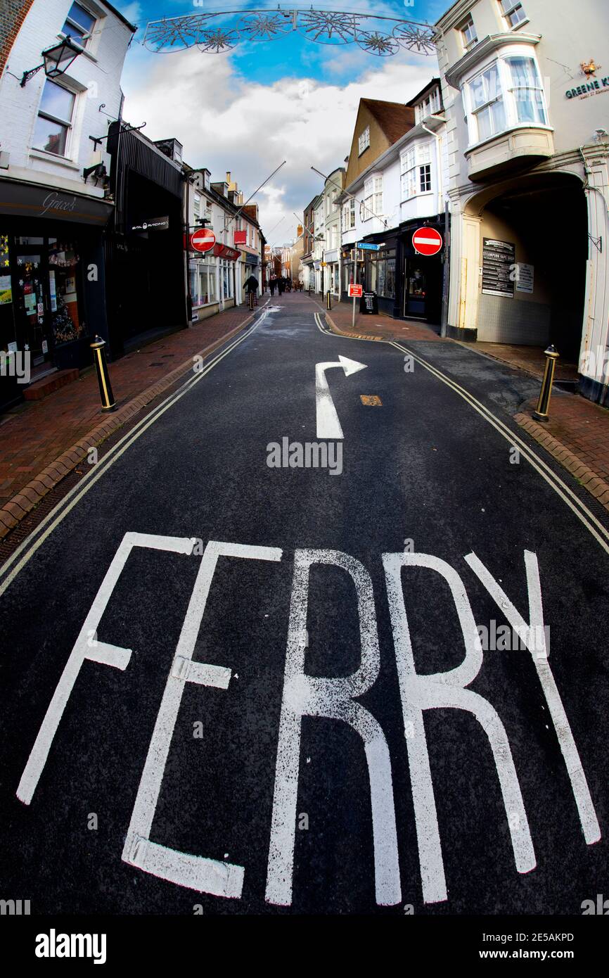 fisheye,lens,view,ferry,road,sign,high street,Red Funnel,passenger ...