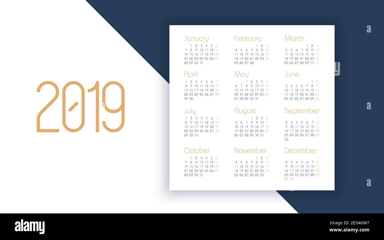Vector calendar 2019 year. Planner design. Calendar 2019 vector ...