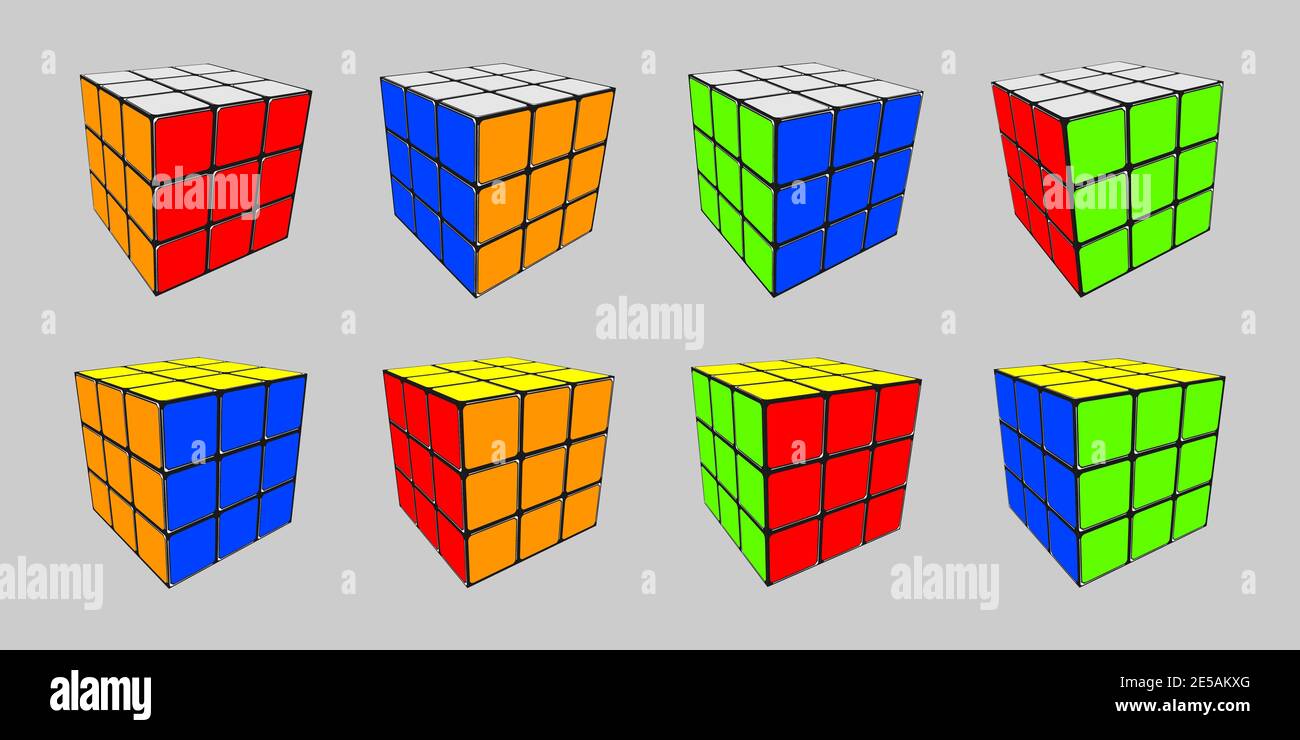 rubik cube in 8 positions. collection rubik cube. Eps10 Stock Vector ...