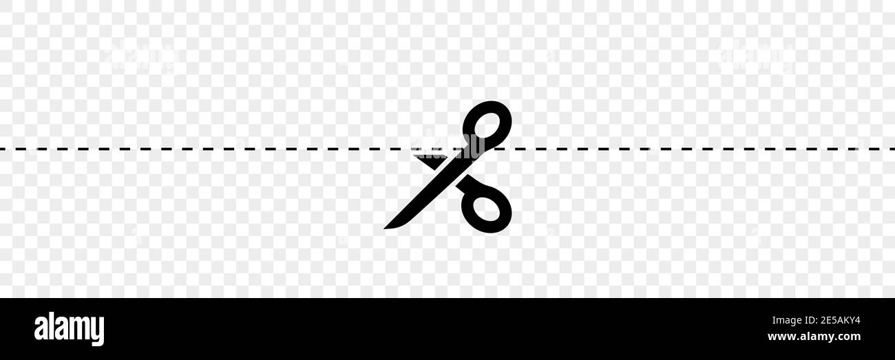 Black scissors vectors with cut lines on transparent background. Eps10 ...