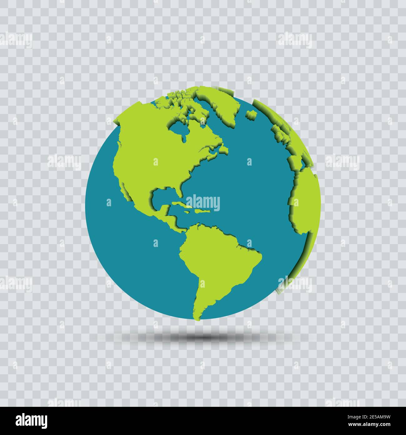 3d earth map with shadow on transparent background Stock Vector Image ...