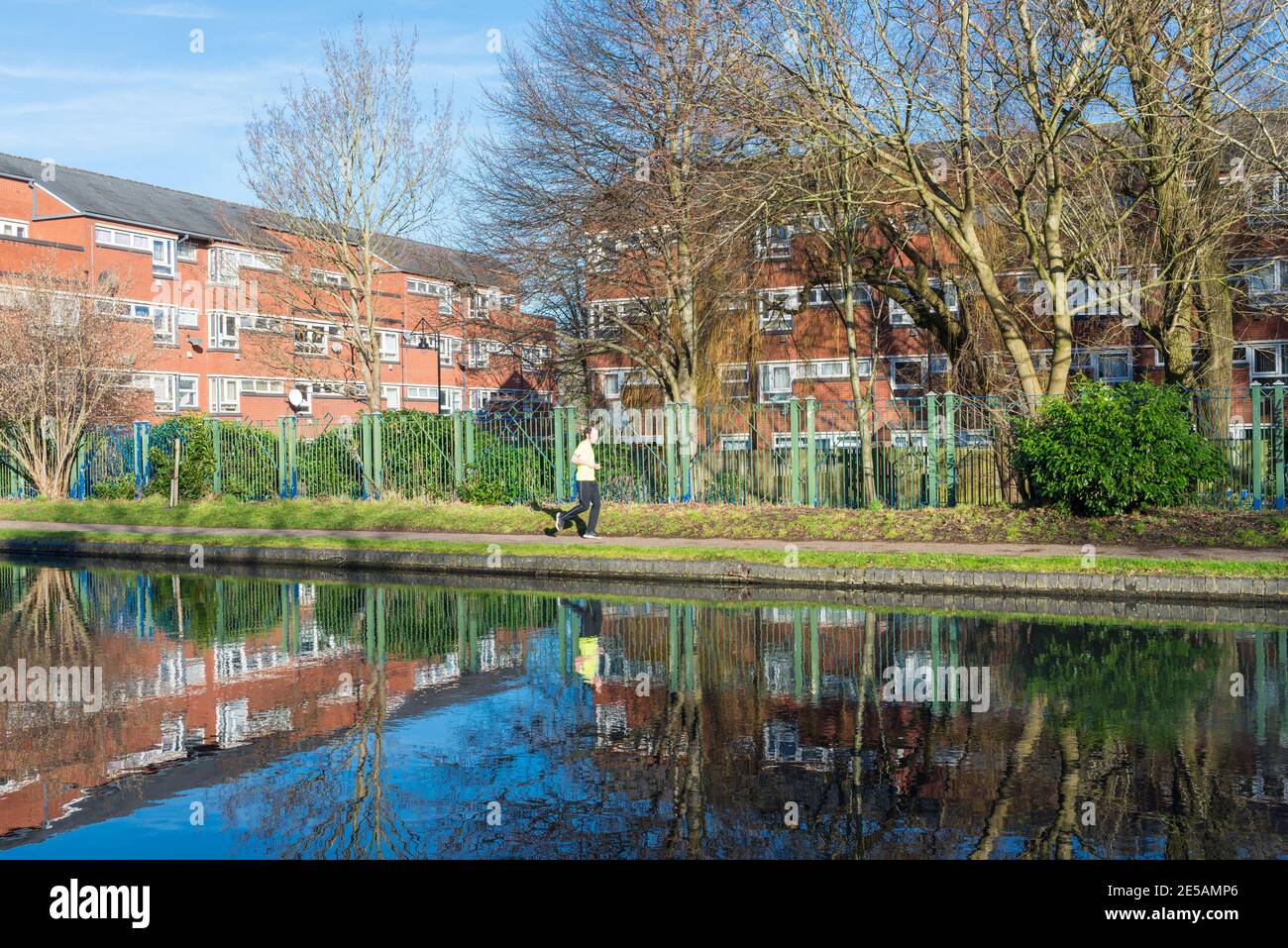 Man running by the Birmingham Canal Old Line running through Ladywood ...