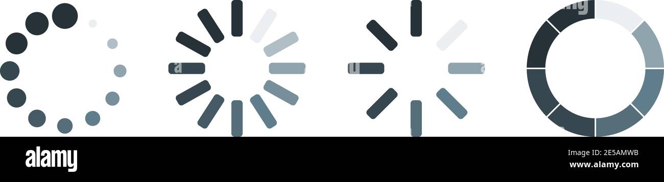Set of four Loading icons in line on blank background Stock Vector ...