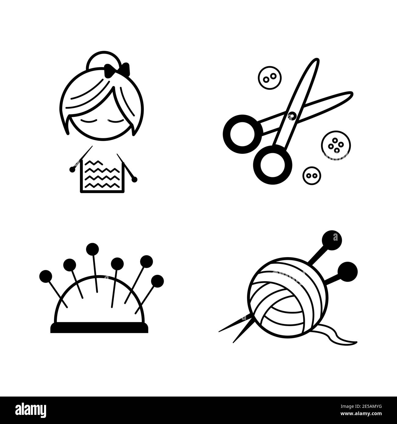 Black line needle sewing thread Black and White Stock Photos & Images ...