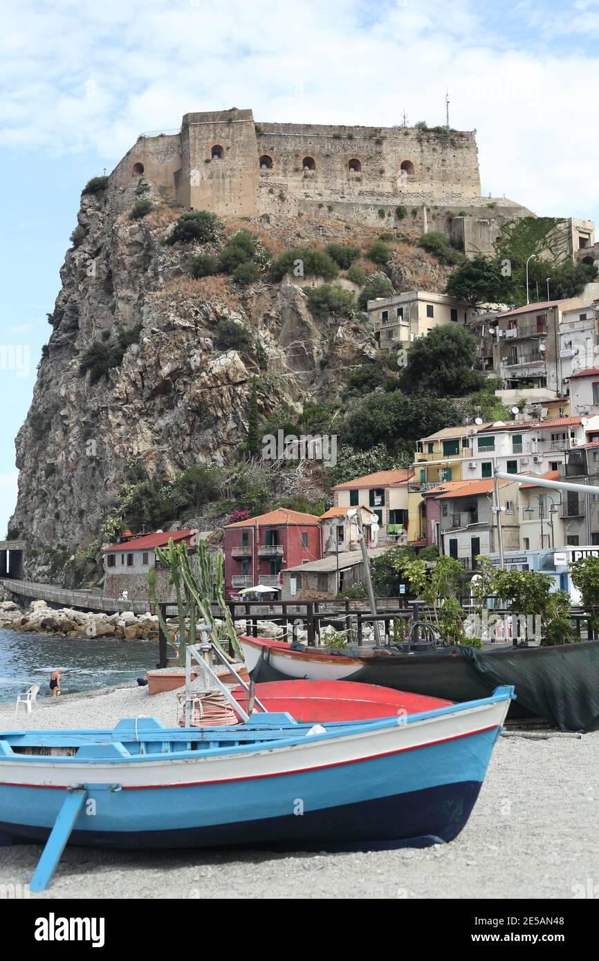 The beach of seaside town of Scilla site of the sea monster Scylla of ...