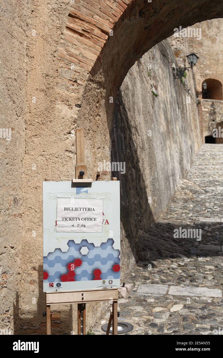 Entrance to Ruffo Castle, Scilla, Reggio Calabria, Italy Stock Photo ...