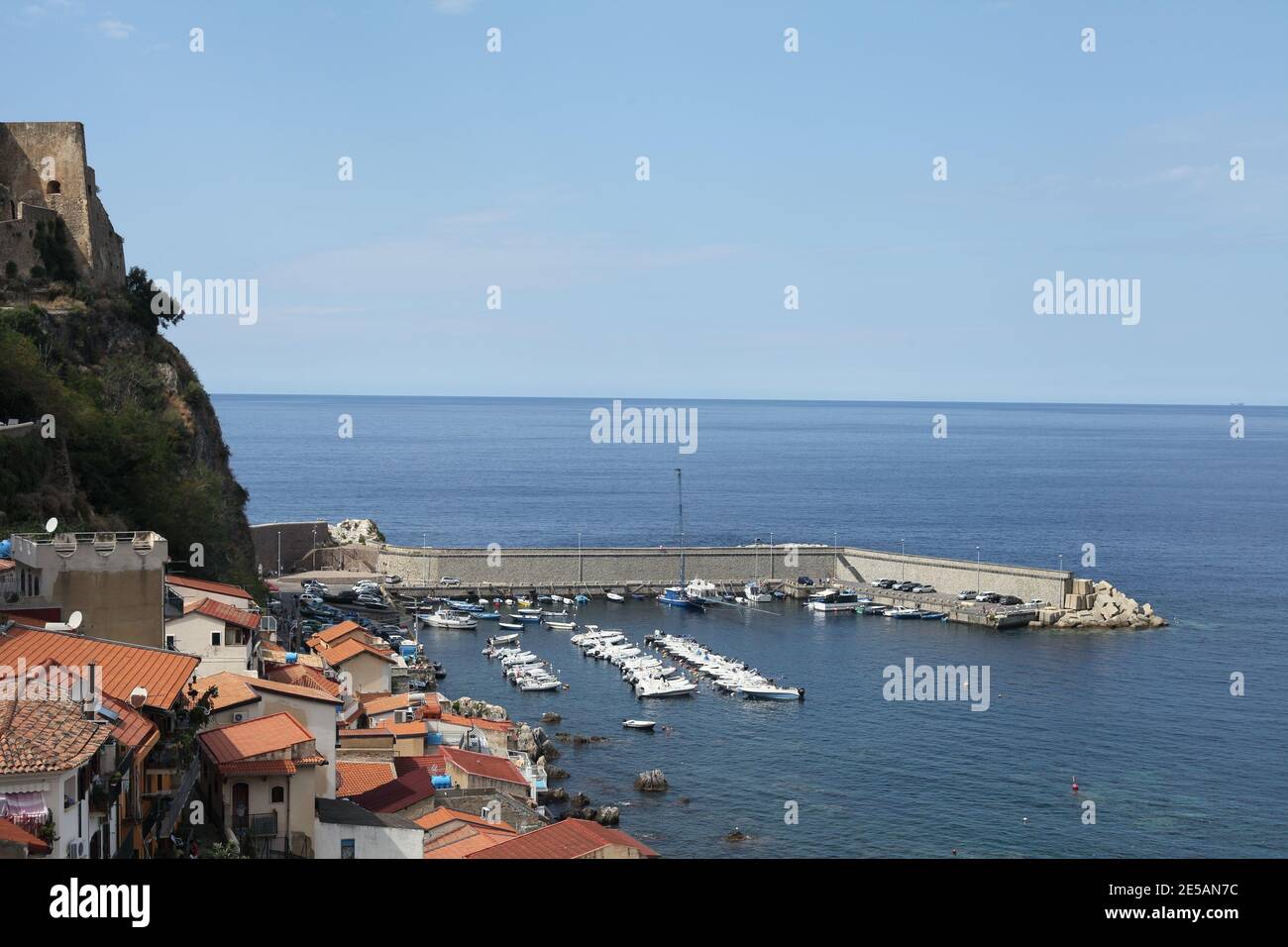 The harbour of Scilla beneath the Castle Ruffo, Scilla, Reggio Calabria ...