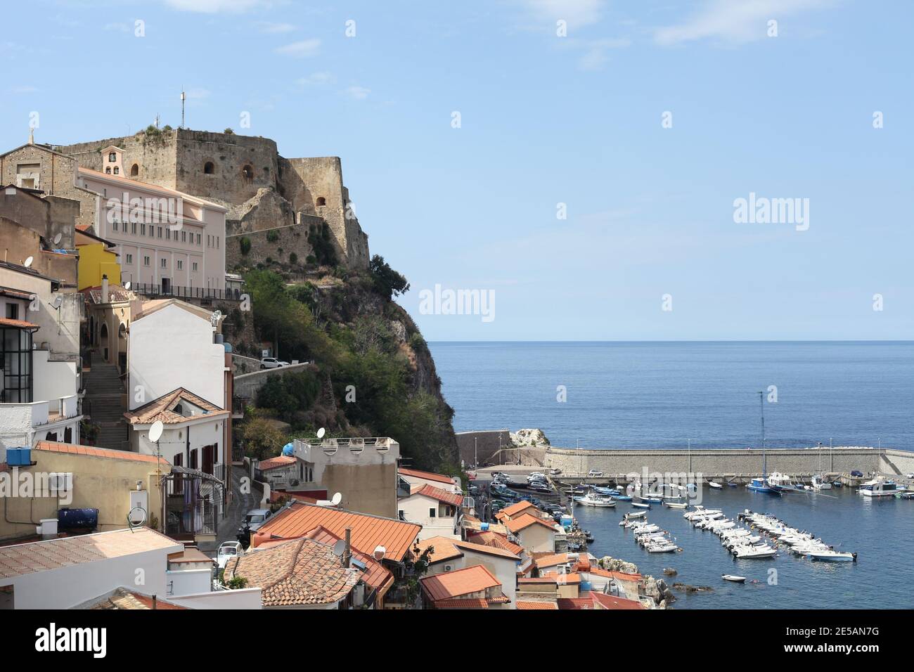 The harbour of Scilla beneath the Castle Ruffo, Scilla, Reggio Calabria ...