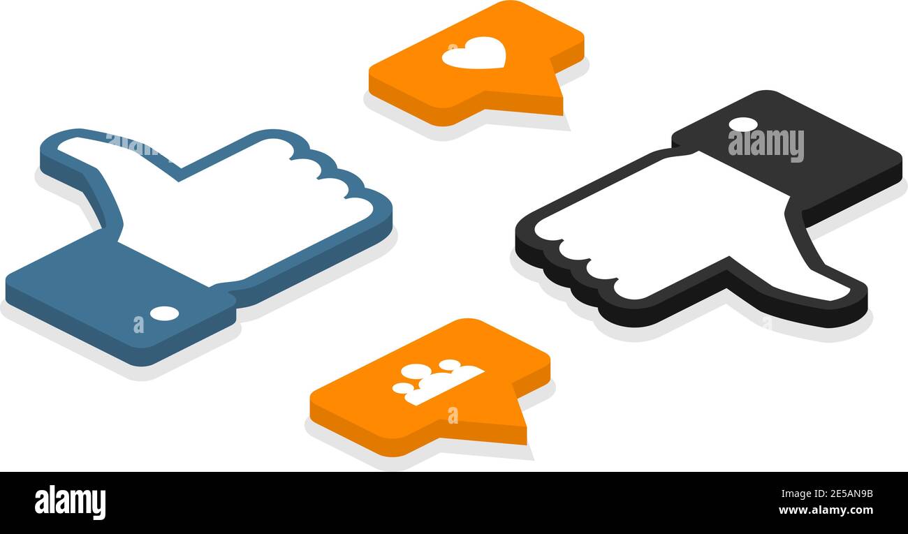 Isometric Icons. Set Like Icon. Like Counter Notification Icon. Like ...