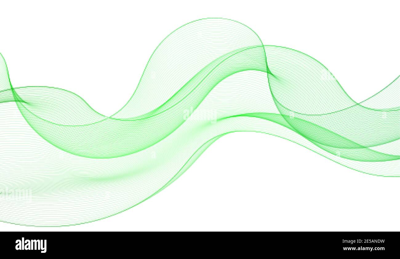 Abstract green wavy lines. Colorful vector background. smoke transparent green wave Stock Vector ...